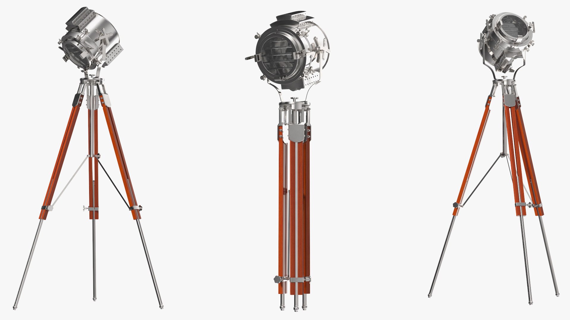 3D Retro Searchlight Lamp Wooden Tripod Rigged - TurboSquid 1957842