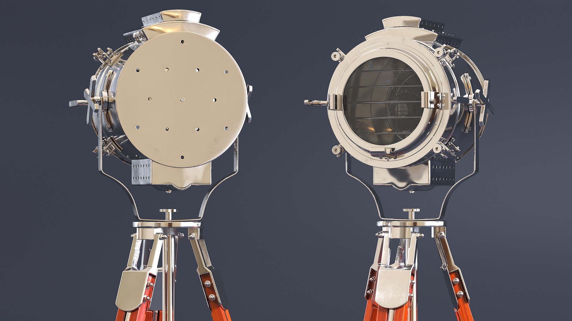 3D Retro Searchlight Lamp Wooden Tripod Rigged - TurboSquid 1957842