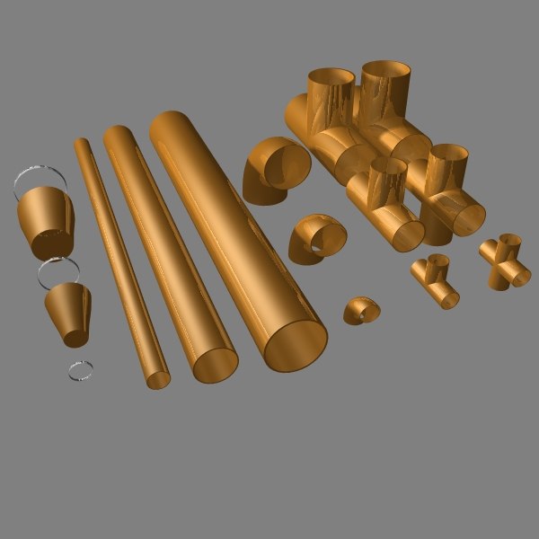 3d copper pipes model