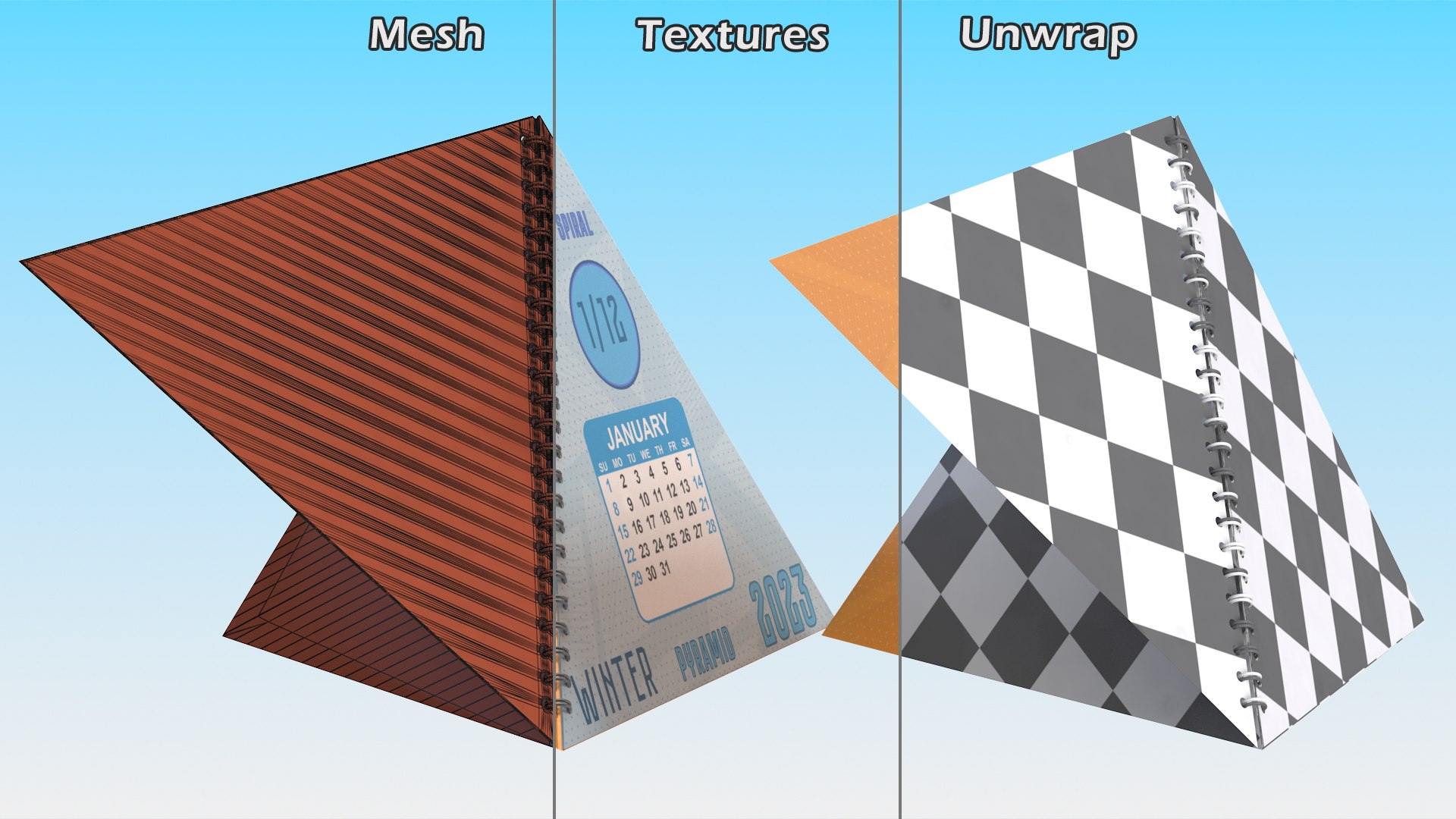 Spiral Pyramid Desk Calendar All Months 3D model - TurboSquid 2055037