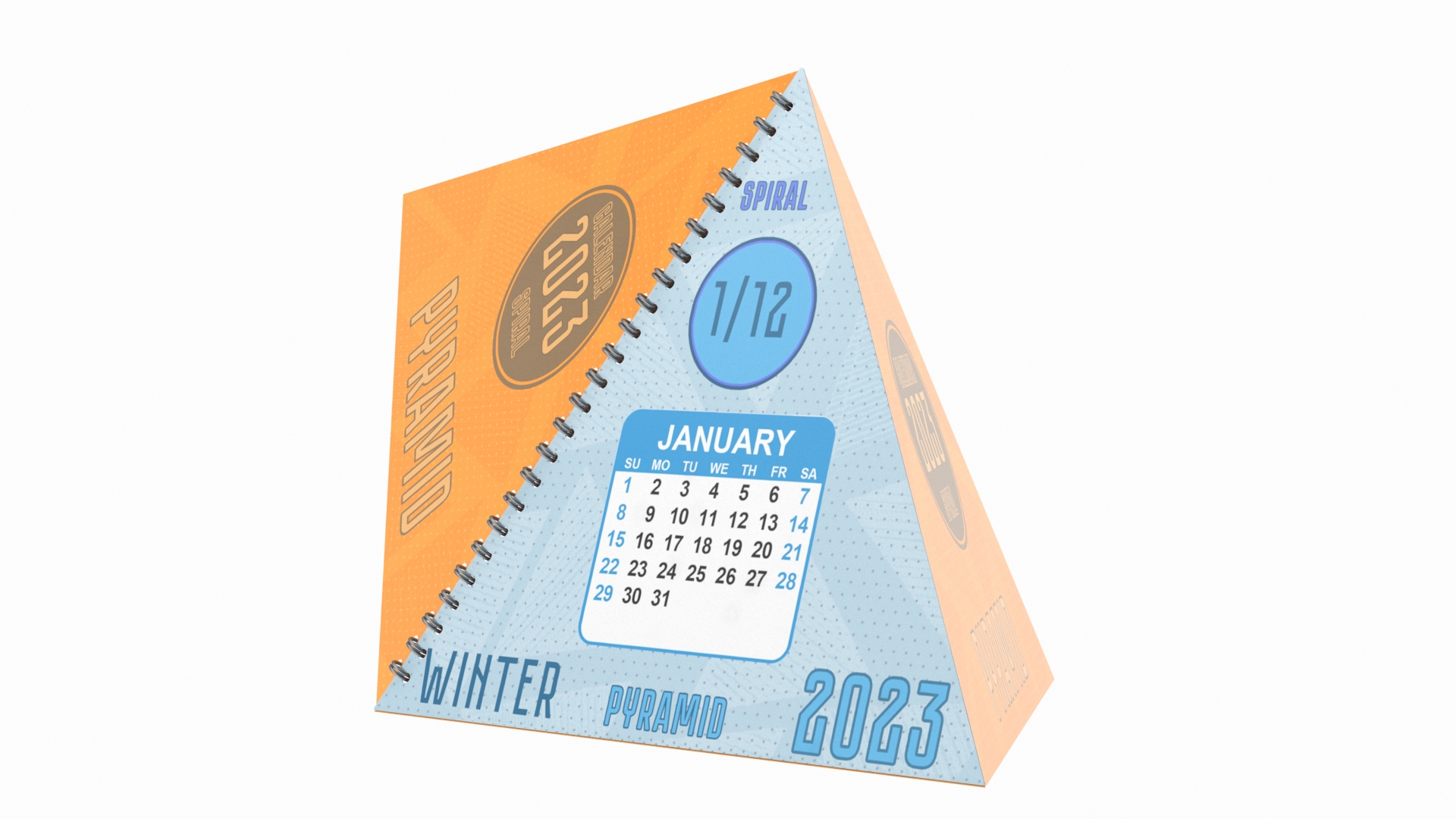 Spiral Pyramid Desk Calendar All Months 3D model - TurboSquid 2055037