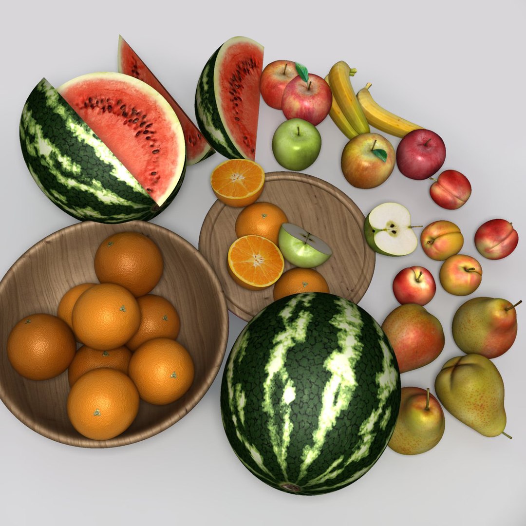 Regular Fruits Apples Pear 3d Model