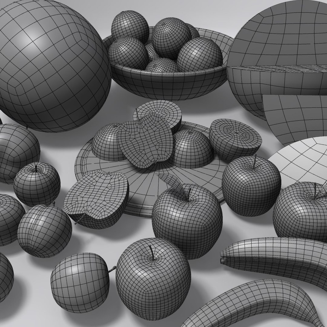 Regular Fruits Apples Pear 3d Model