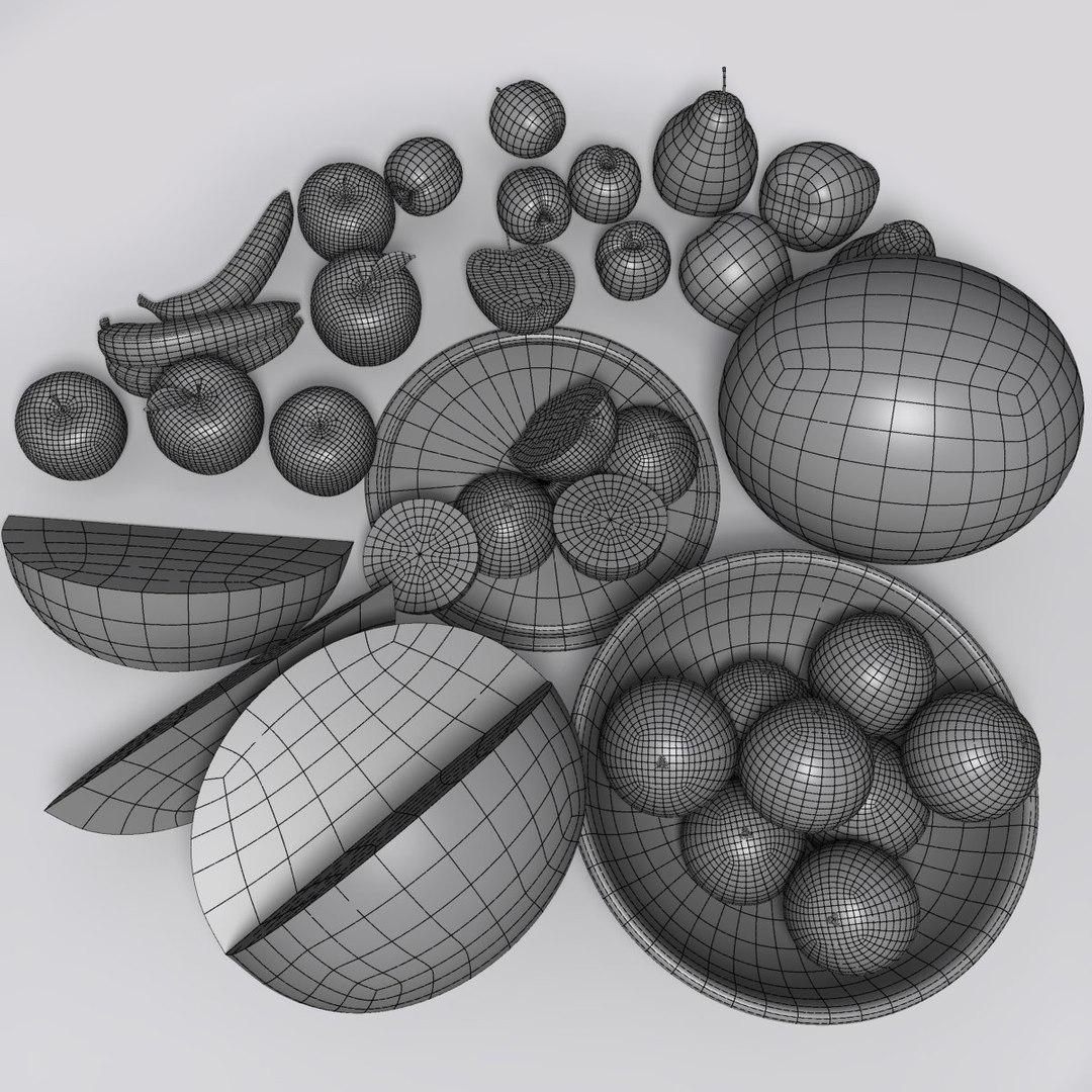 Regular Fruits Apples Pear 3d Model