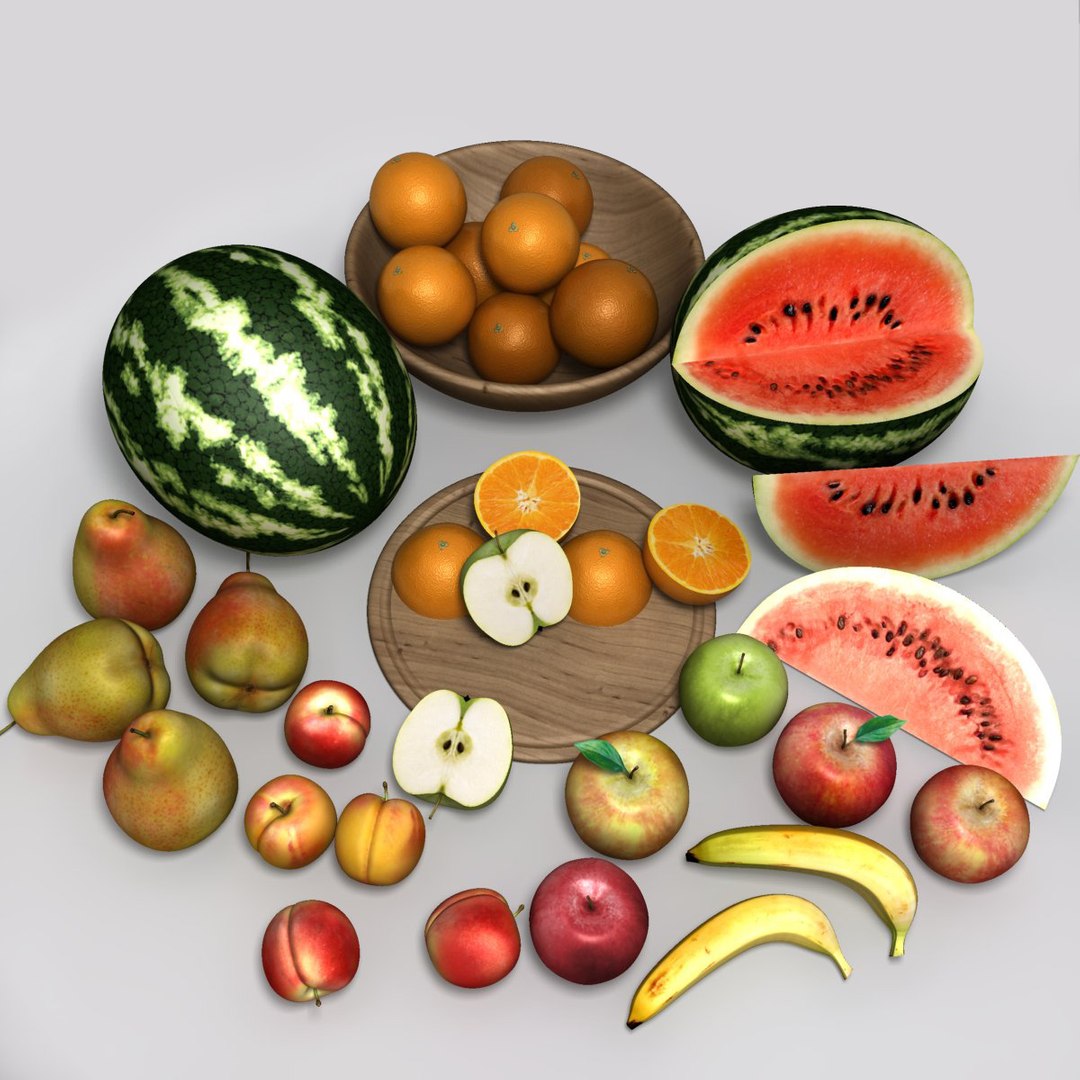 Regular Fruits Apples Pear 3d Model