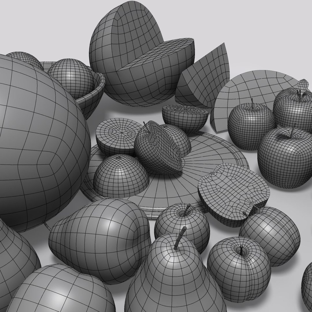 Regular Fruits Apples Pear 3d Model