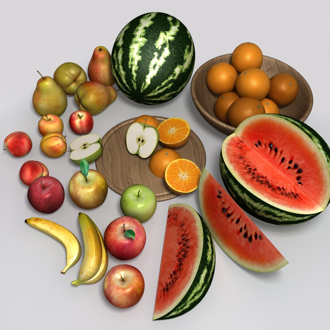 Regular Fruits Apples Pear 3d Model