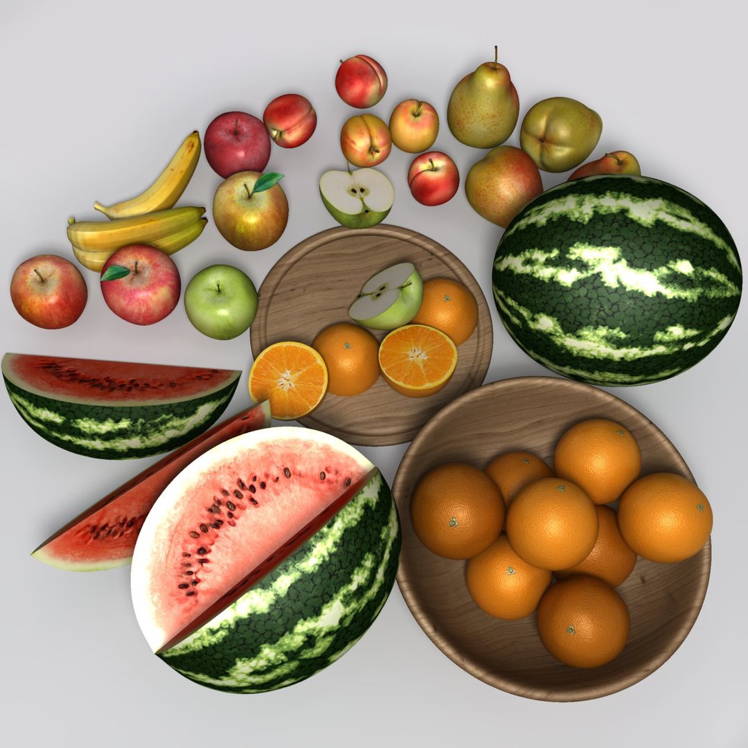 Regular Fruits Apples Pear 3d Model