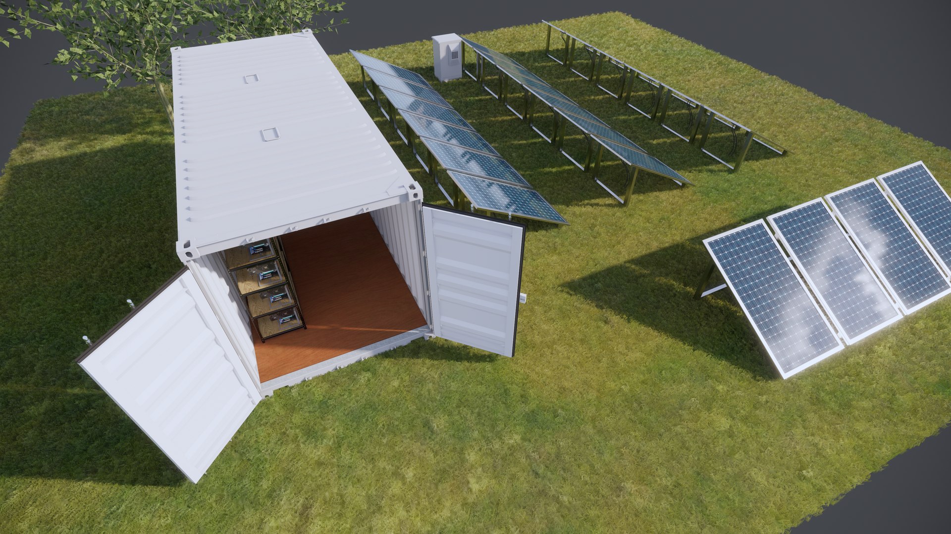 3D Mining Farm Container With Solar Panel - TurboSquid 1815658