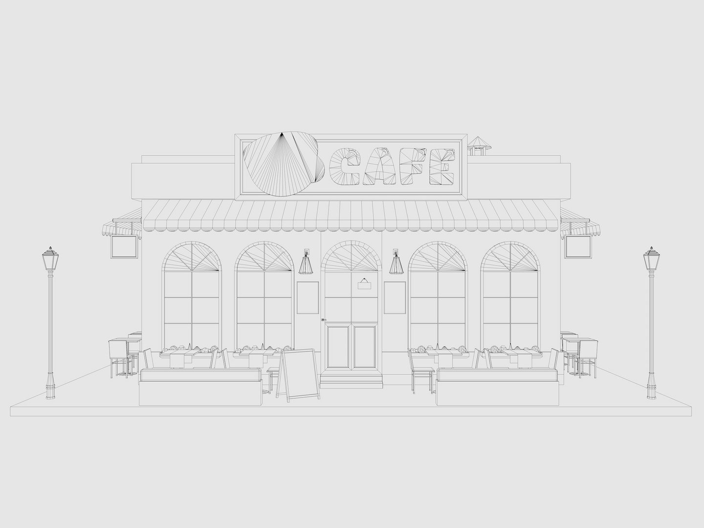 Cartoon Cafe House 3D Model - TurboSquid 2229291