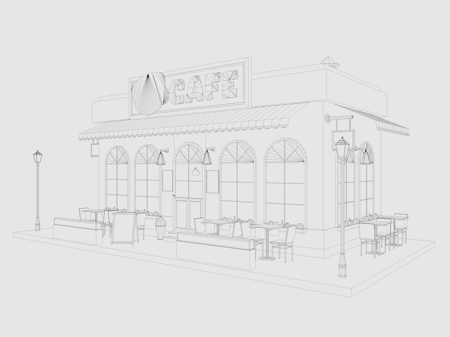 Cartoon Cafe House 3D Model - TurboSquid 2229291