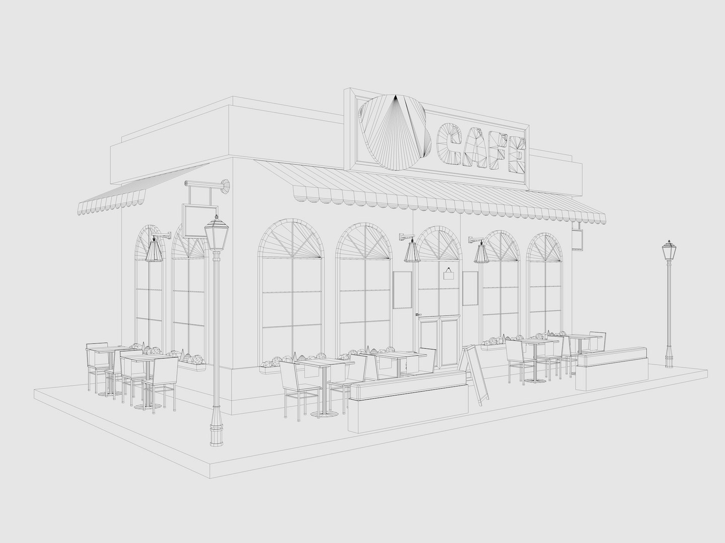 Cartoon Cafe House 3D Model - TurboSquid 2229291