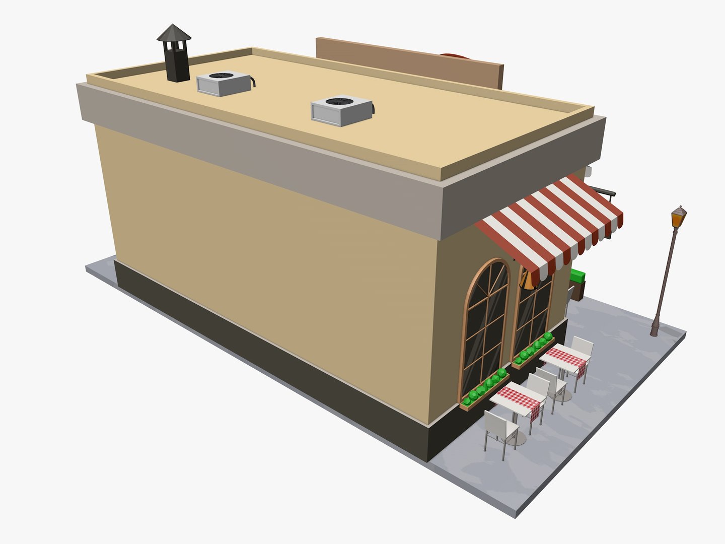 Cartoon Cafe House 3D Model - TurboSquid 2229291