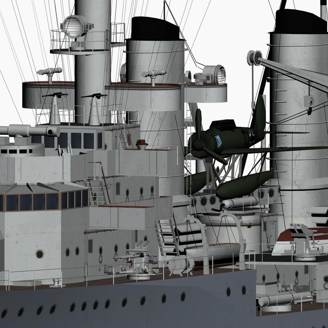 light cruiser karlsruhe ww2 german 3d model