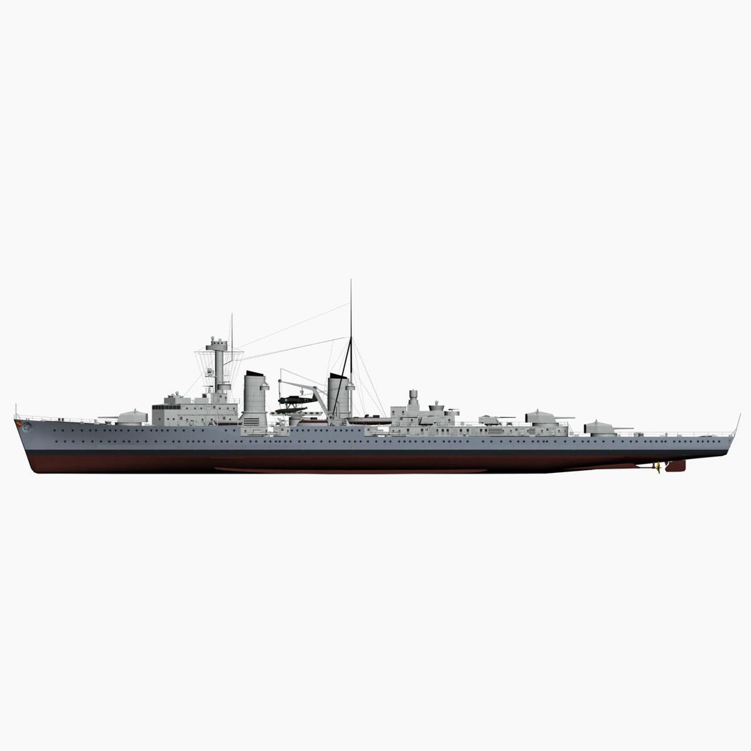 light cruiser karlsruhe ww2 german 3d model