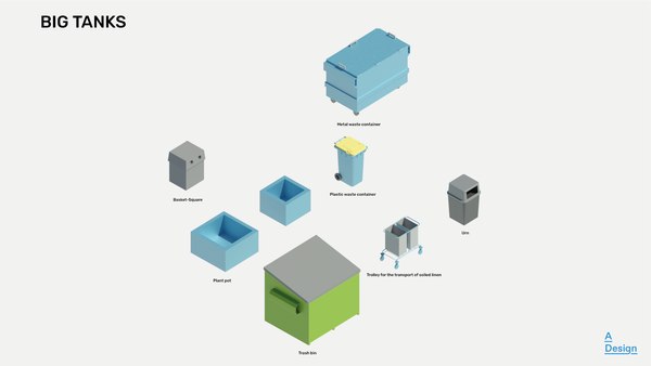 Litter bins and garbage cans - Revit family model Modelo 3D ...
