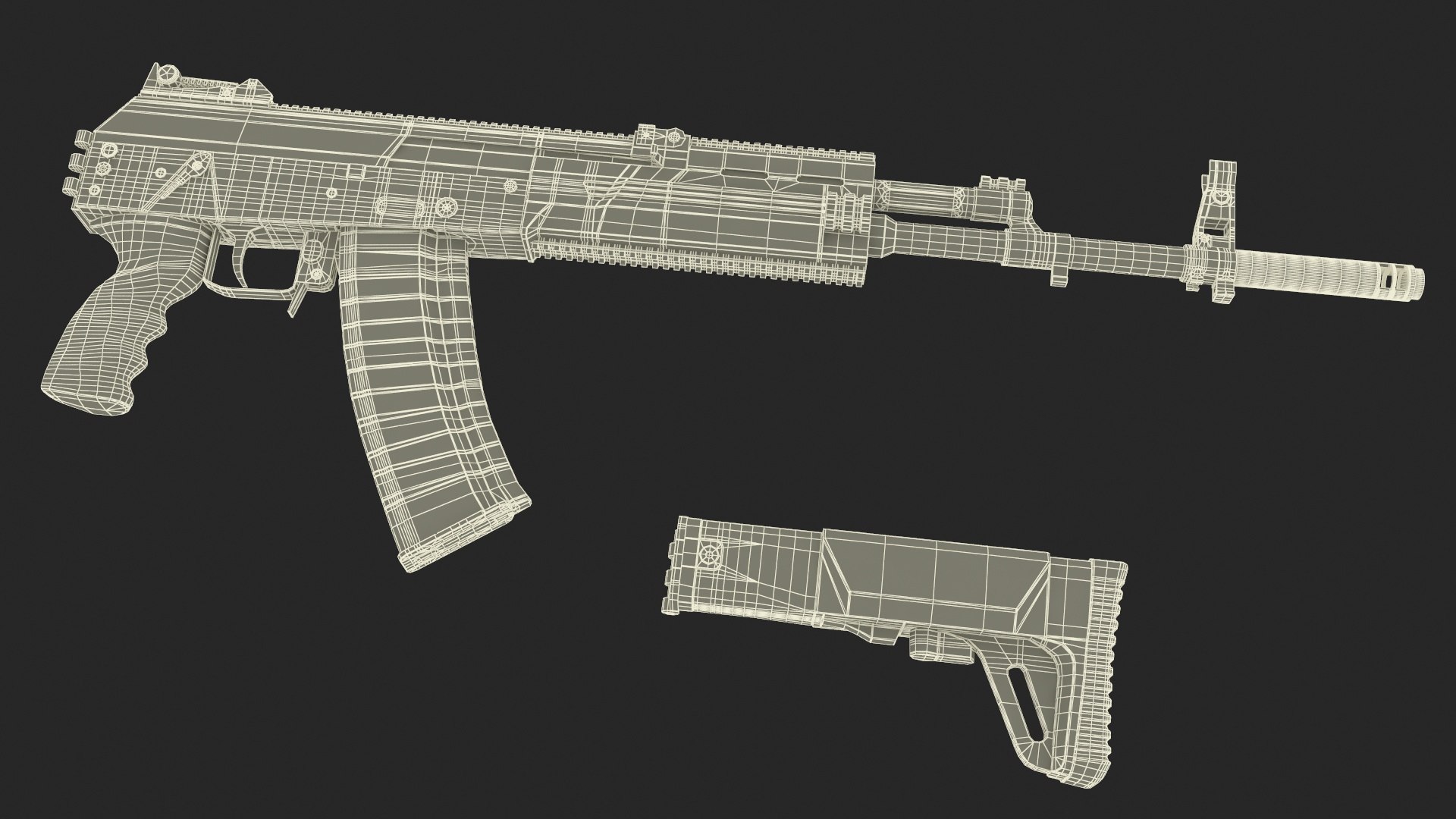 AK-12 2011 Variant with Folded Stock Old model - TurboSquid 2135241