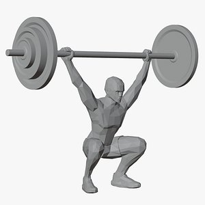 3D Printing LowPoly Squat Pose Male Weightlifter Model - TurboSquid 2199441
