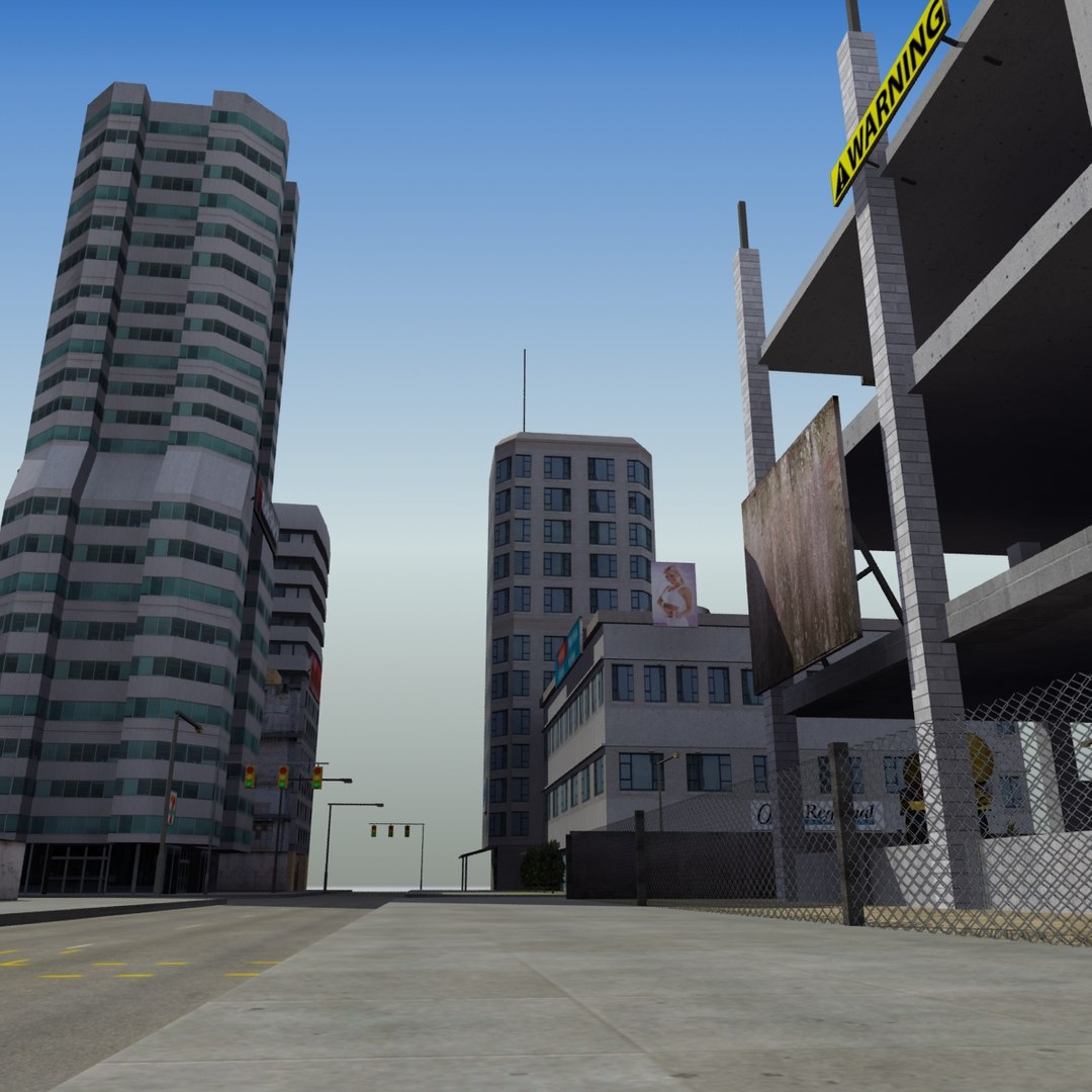 3d Downtown Construction Site City Block Model
