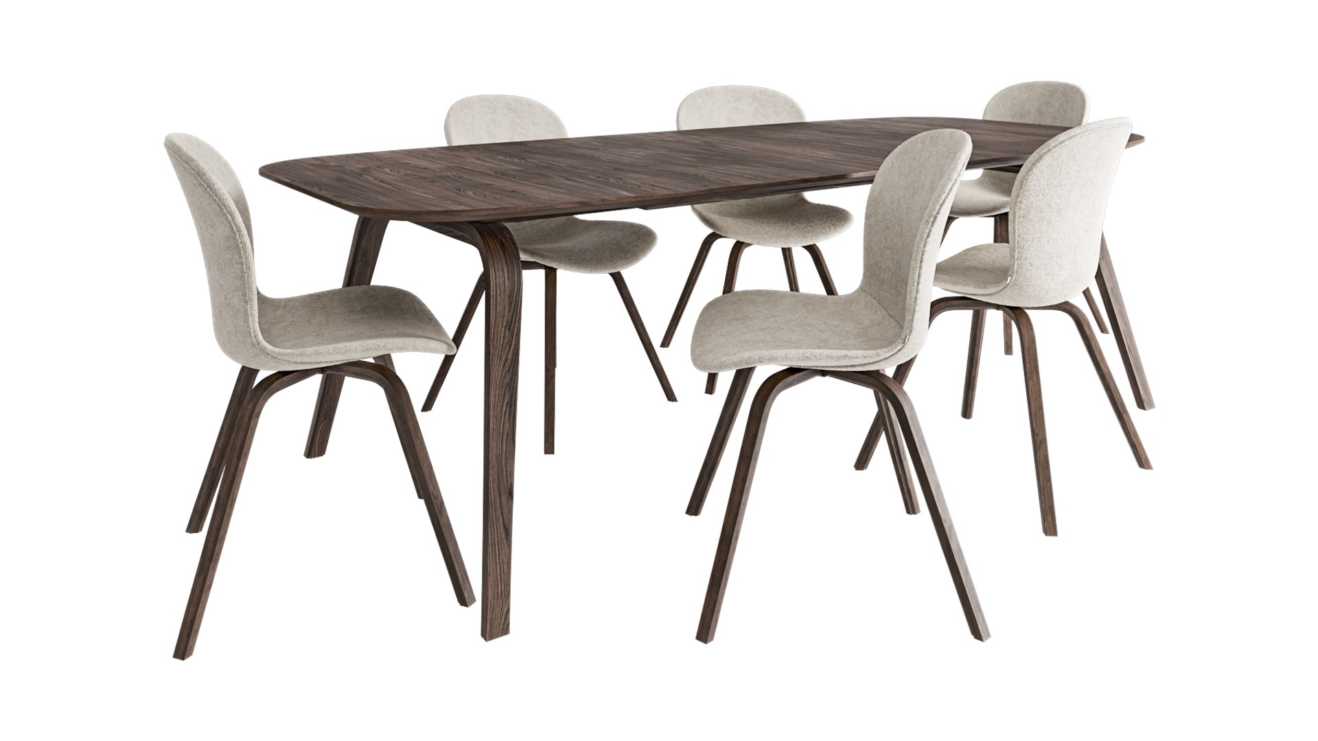 3D Hauge Dining Table And Chair Model - TurboSquid 2105363