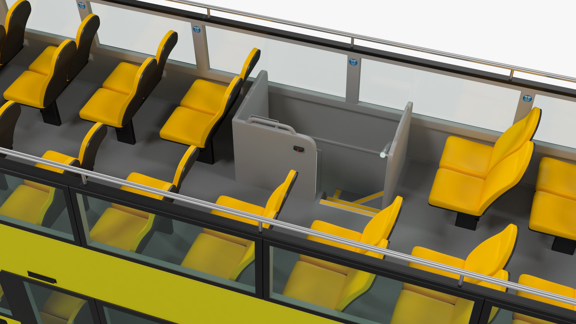 3D Open Air Tour Bus Simple Interior Yellow model - TurboSquid 2061260