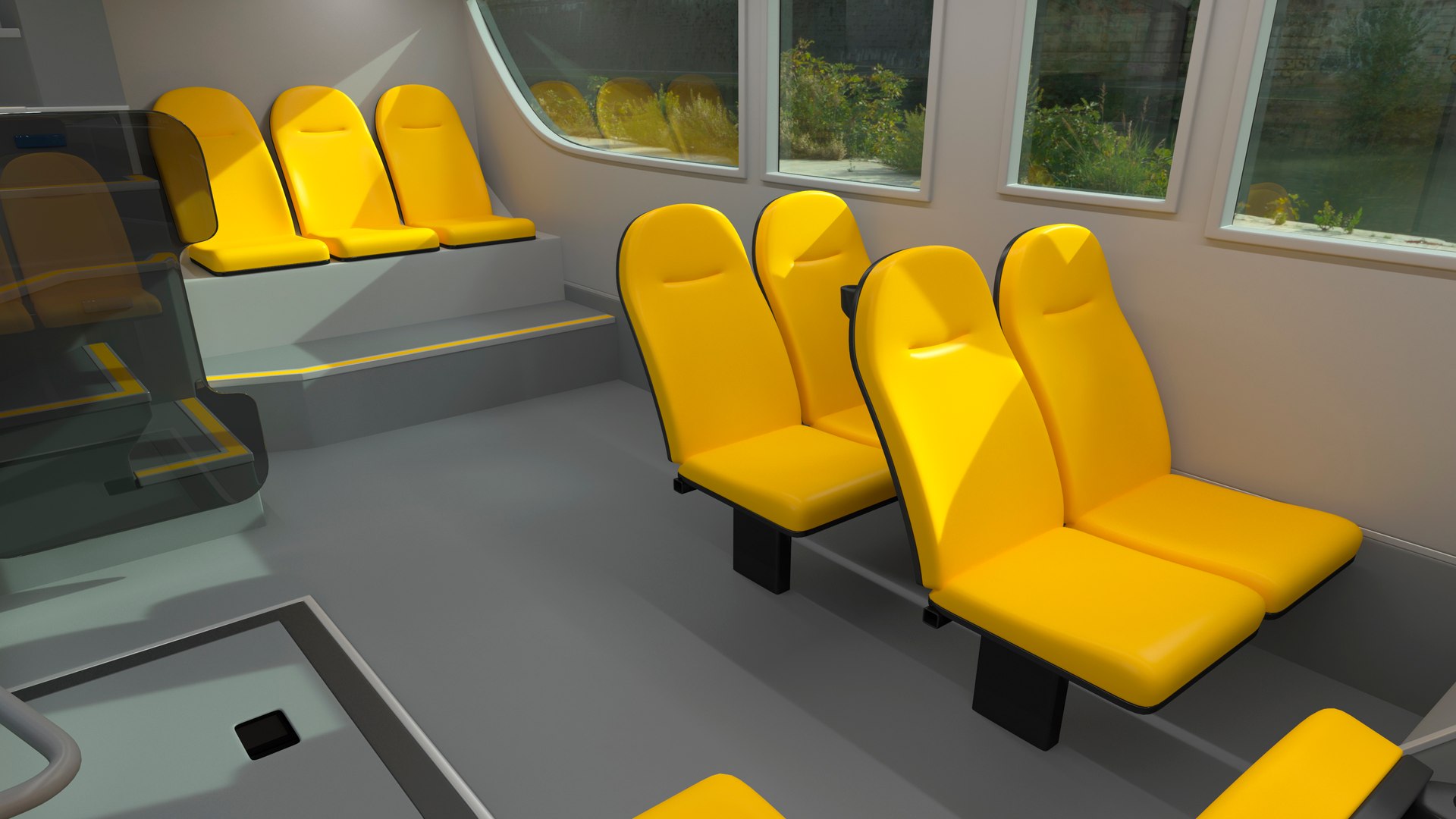 3D Open Air Tour Bus Simple Interior Yellow model - TurboSquid 2061260
