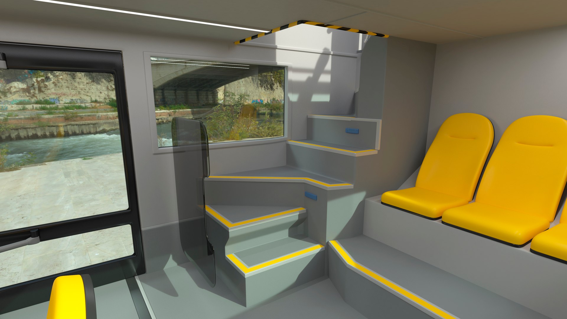 3D Open Air Tour Bus Simple Interior Yellow model - TurboSquid 2061260