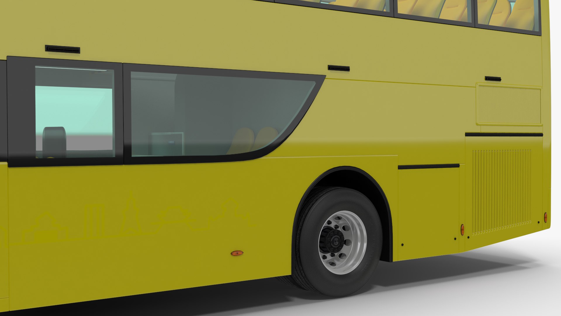 3D Open Air Tour Bus Simple Interior Yellow model - TurboSquid 2061260