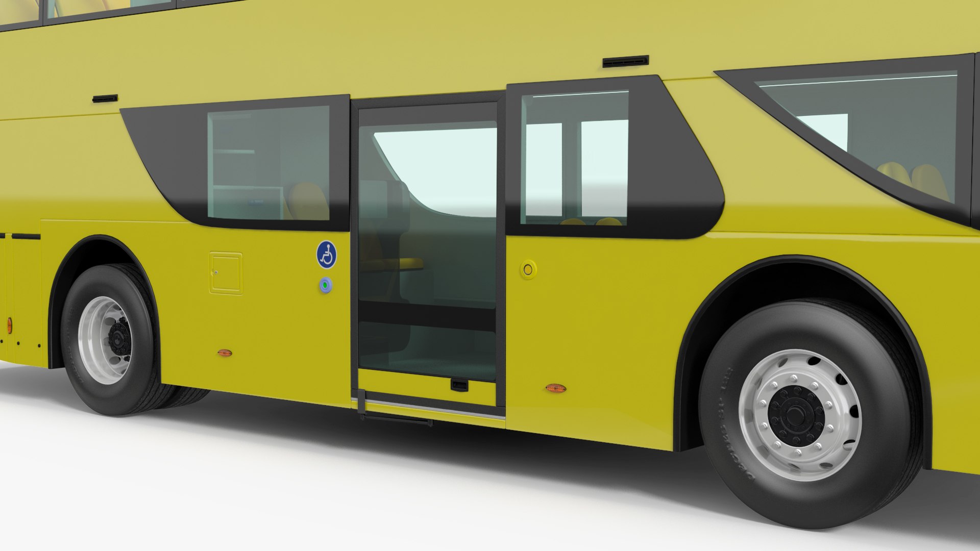 3D Open Air Tour Bus Simple Interior Yellow model - TurboSquid 2061260