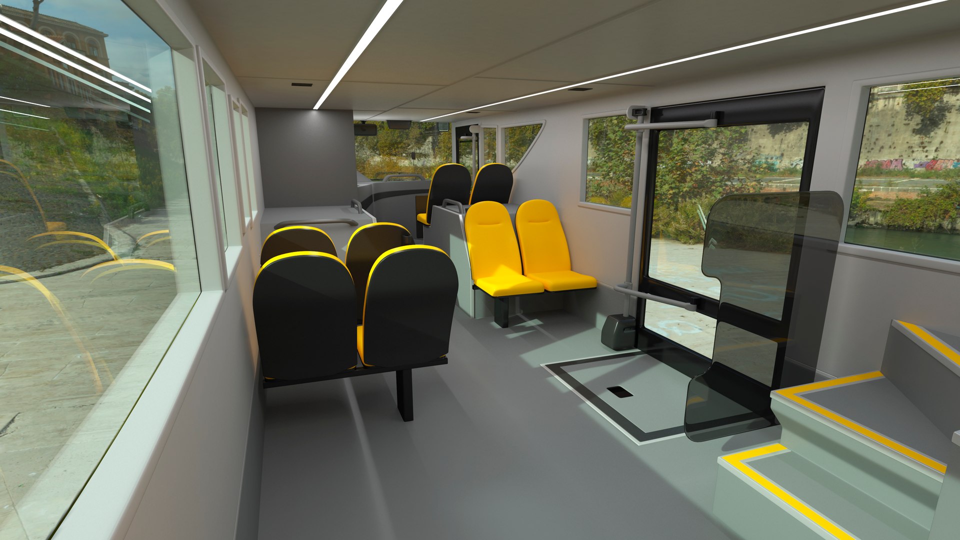 3D Open Air Tour Bus Simple Interior Yellow model - TurboSquid 2061260