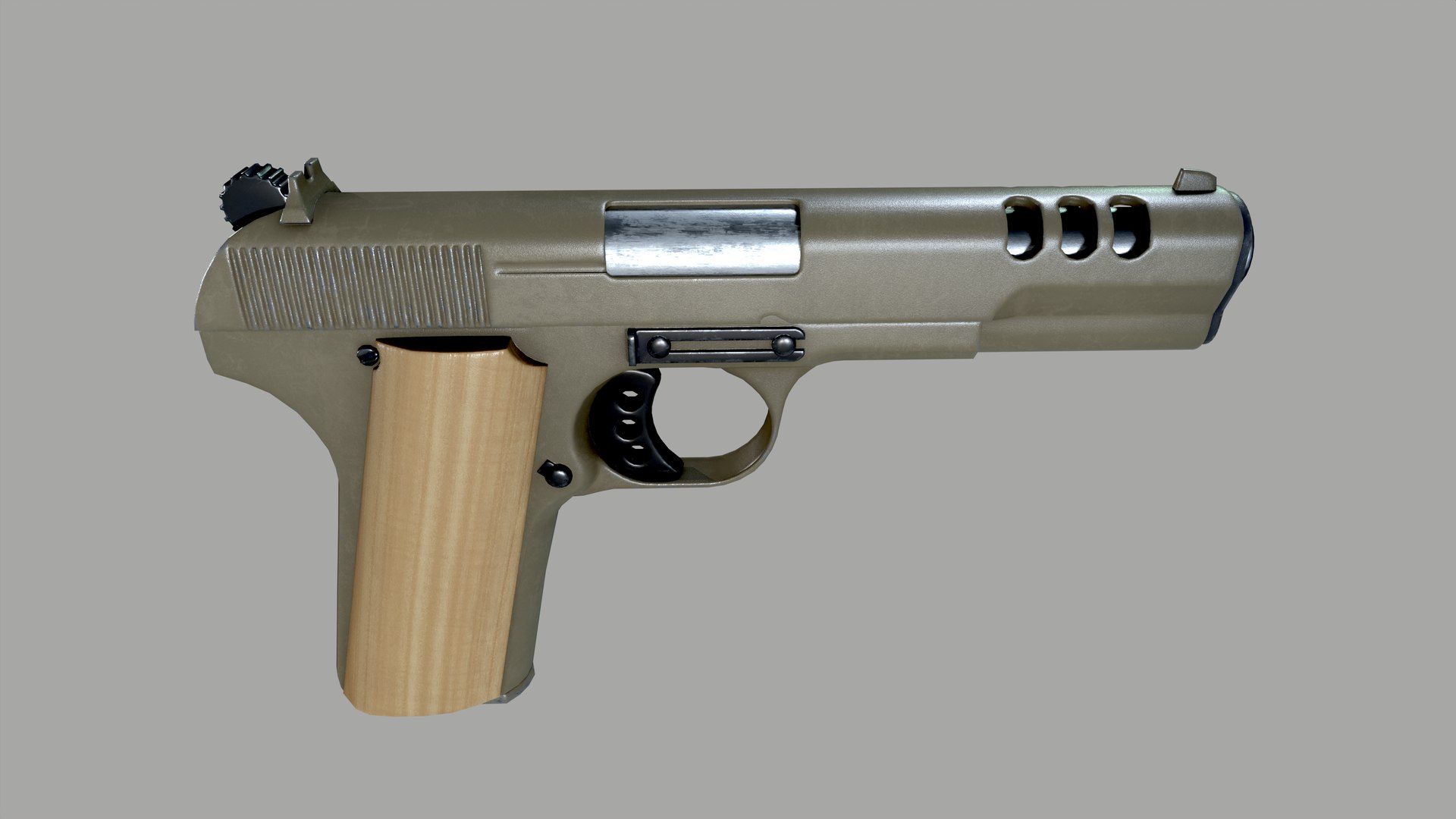 3D TT Custom Dark Green Pistol Model - TurboSquid 2145343