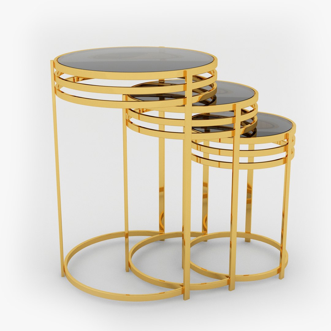 3D Stainless steel Side Tables set - TurboSquid 1960656