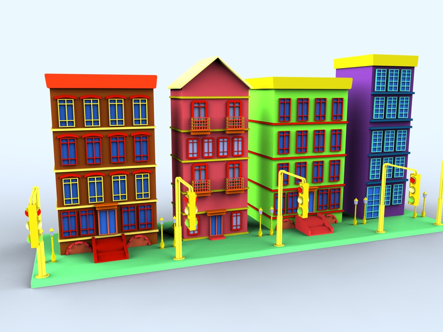 colorfull cartoon building 3d model