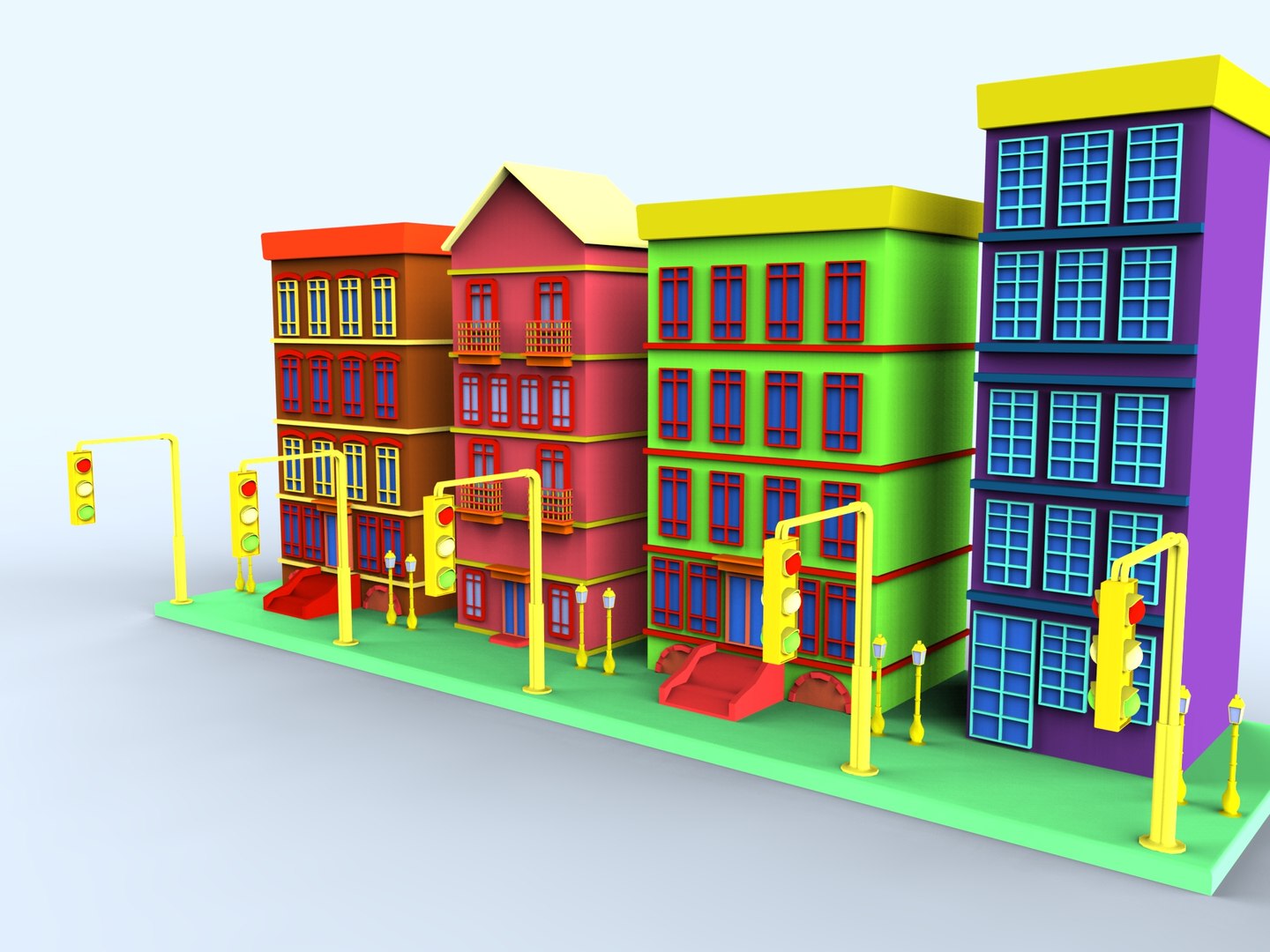 colorfull cartoon building 3d model