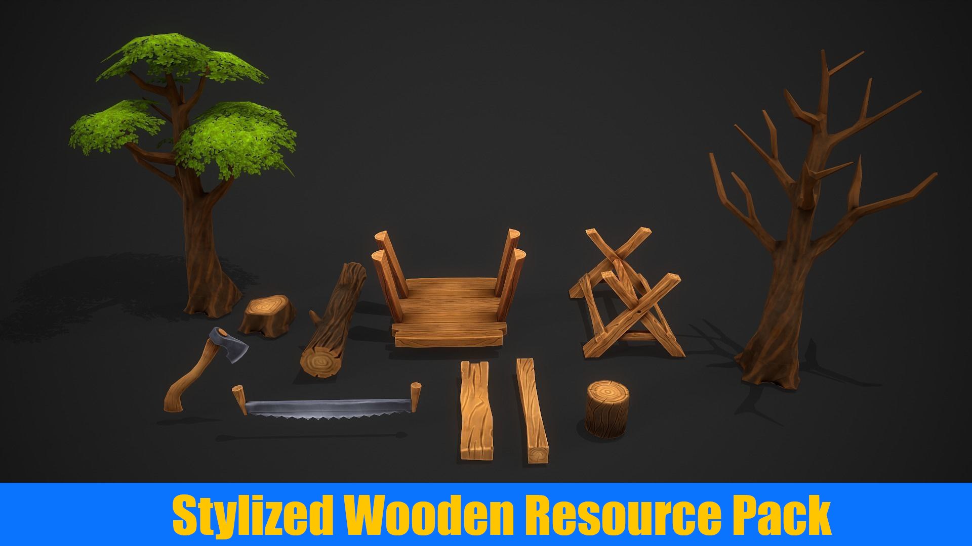 Stylized Wooden Resource Pack Low-poly 3D Model 3D - TurboSquid 2110029