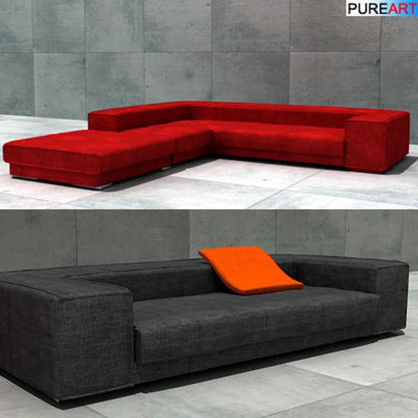 upholstered sofa pouf 3d model