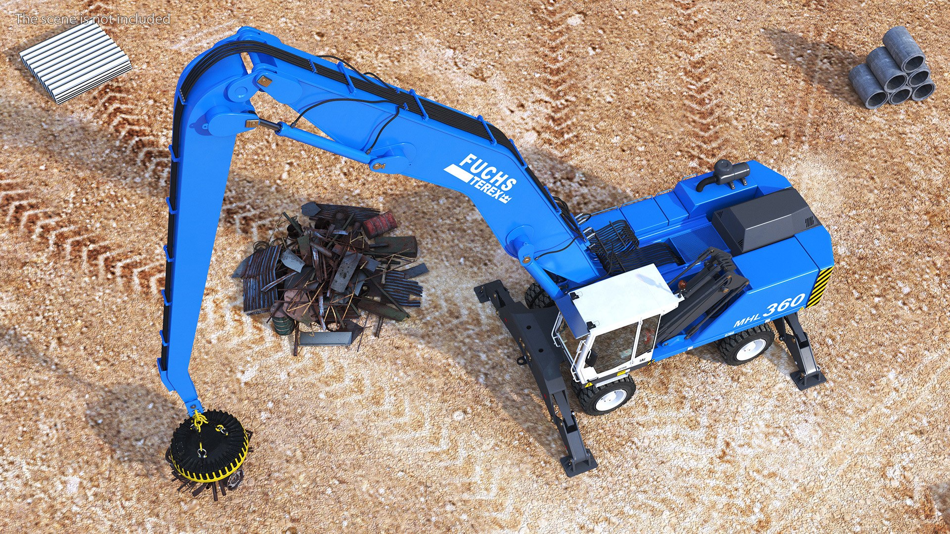 3D Terex Fuchs MHL360 Material Handler with Magnet Crane - TurboSquid ...