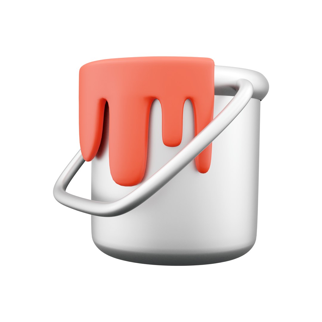 3D 3d Open Bucket With A Paint Color Icon Model - TurboSquid 2066436