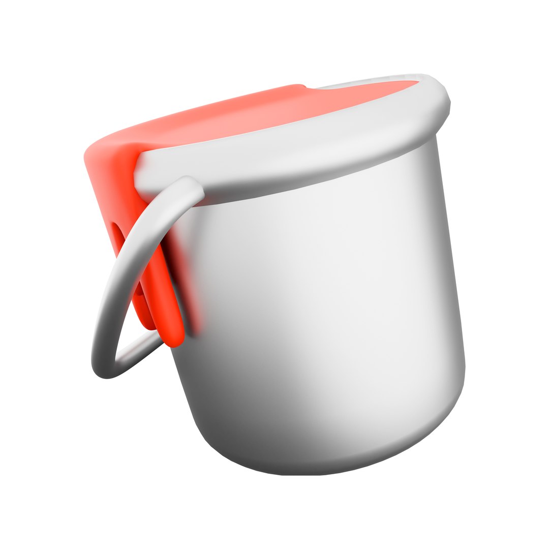3D 3d Open Bucket With A Paint Color Icon Model - TurboSquid 2066436