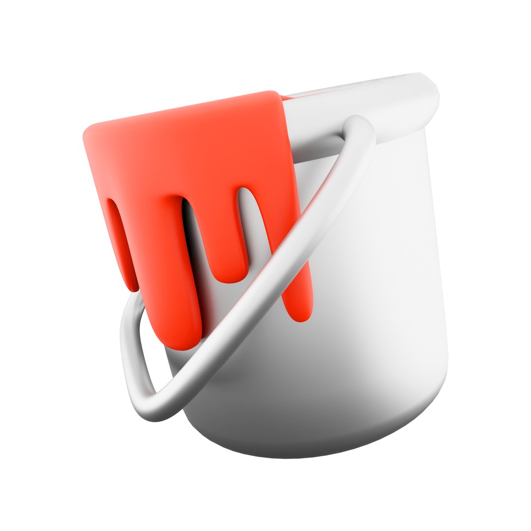 3D 3d Open Bucket With A Paint Color Icon Model - TurboSquid 2066436