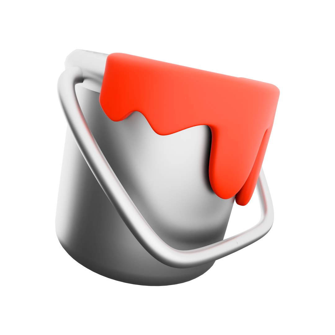 3D 3d Open Bucket With A Paint Color Icon Model - TurboSquid 2066436