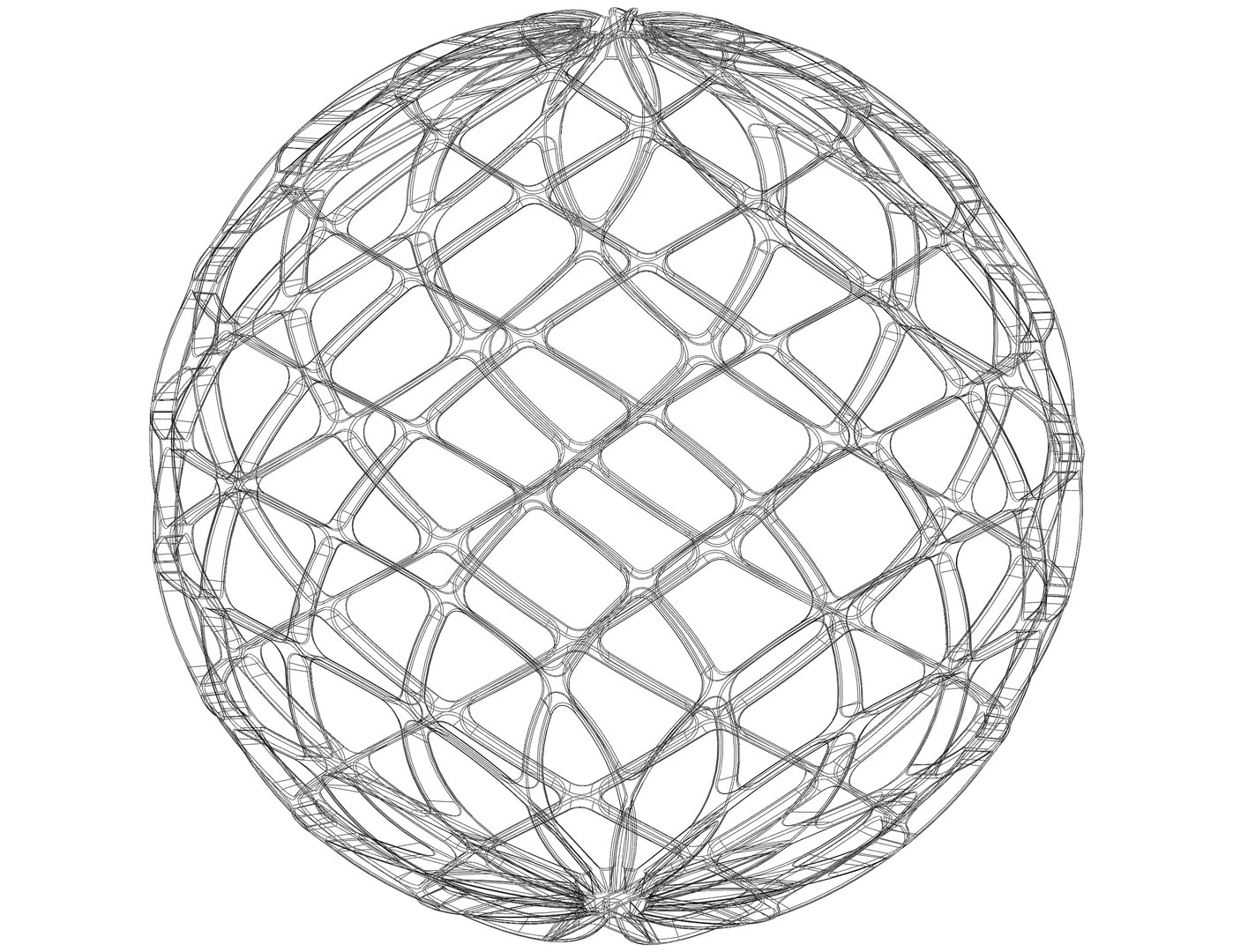 3D Wireframe Shape Geo Complex Twisted Sphere - TurboSquid 2183602