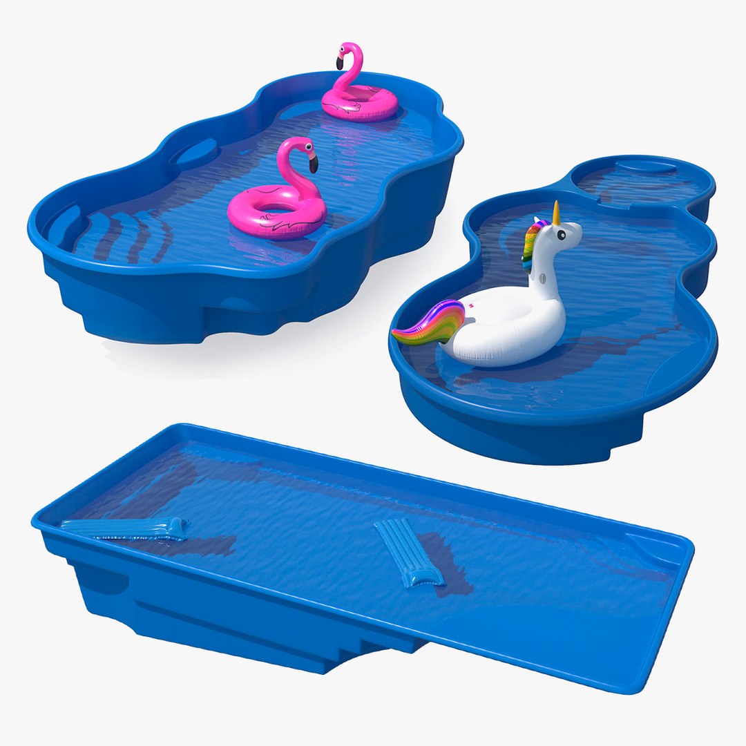 3D Swimming Pools With Inflatable Pool Floats Collection - TurboSquid ...