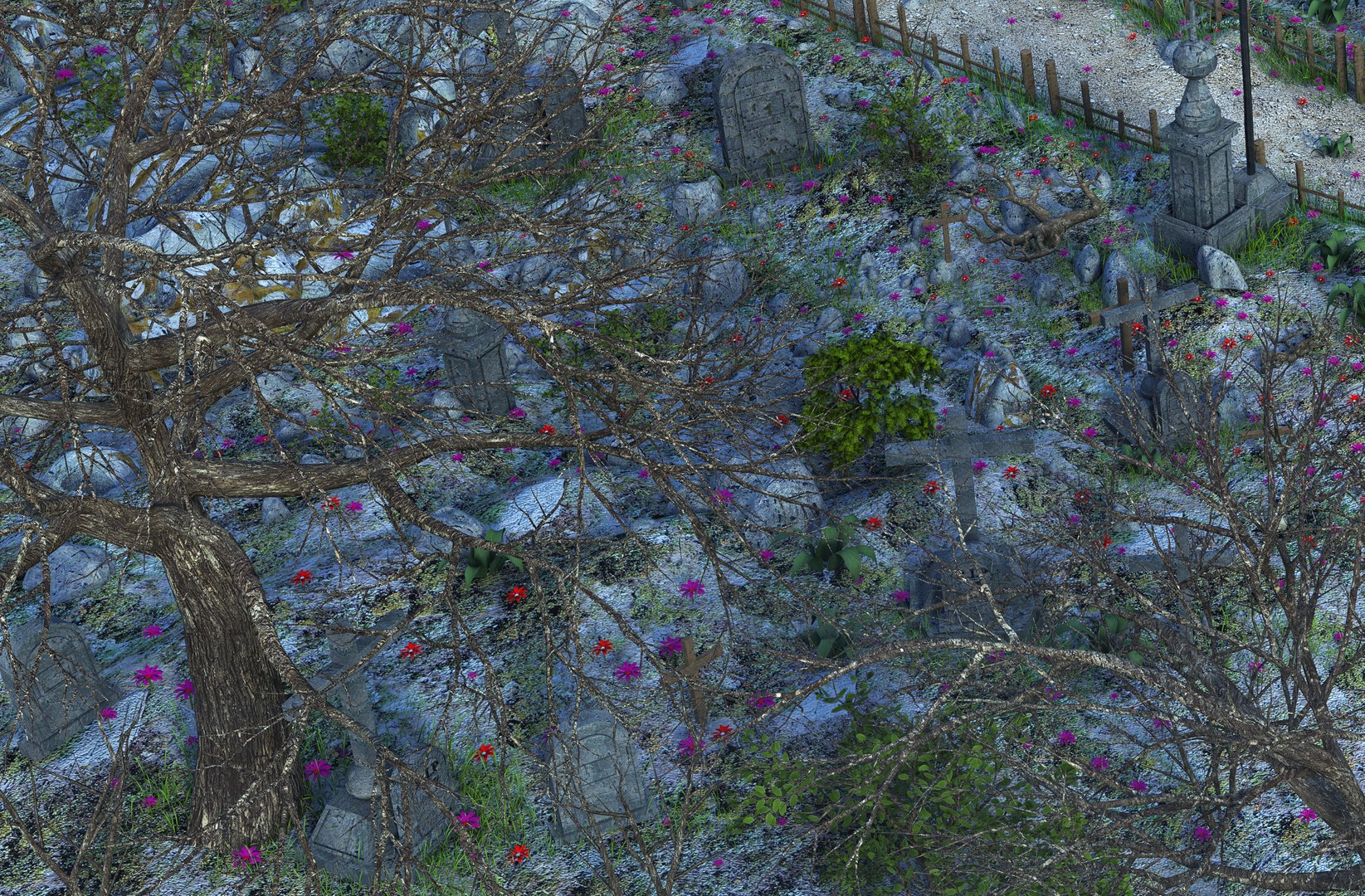 3D Cemetery Graveyard - TurboSquid 1384330