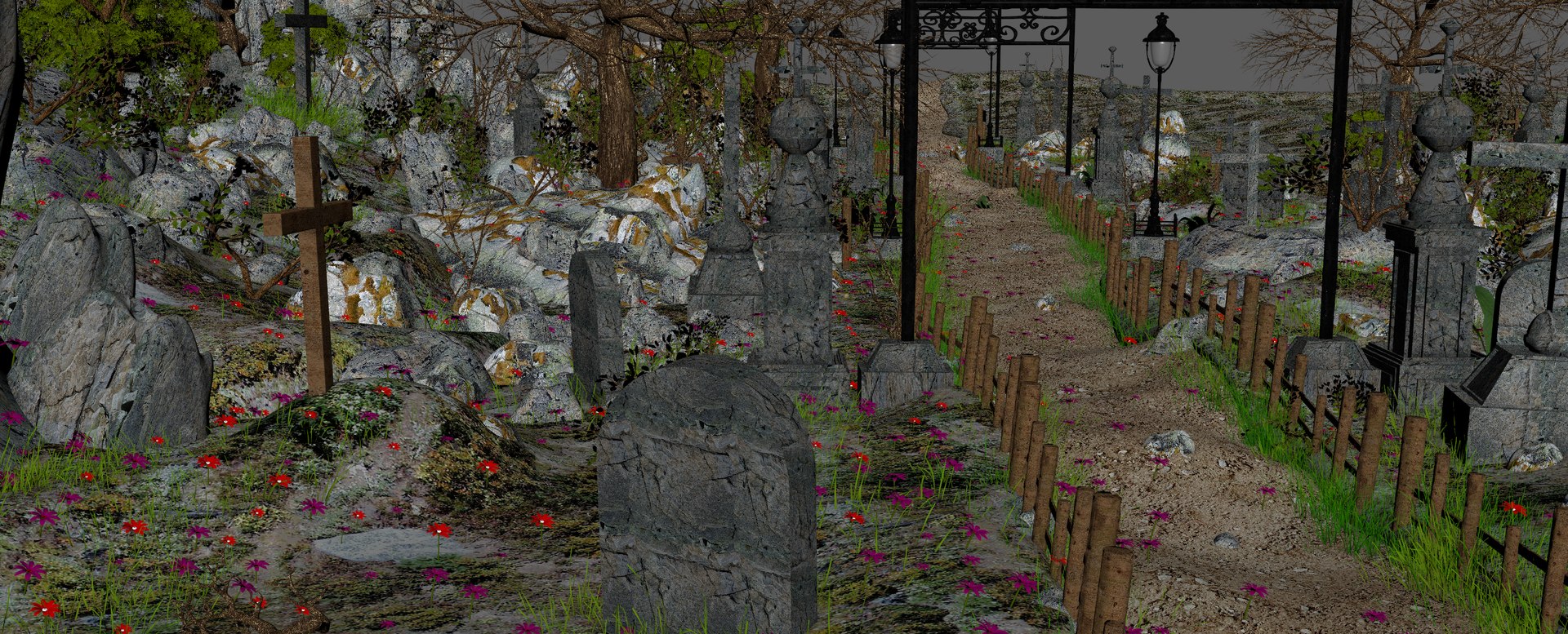 3D Cemetery Graveyard - TurboSquid 1384330