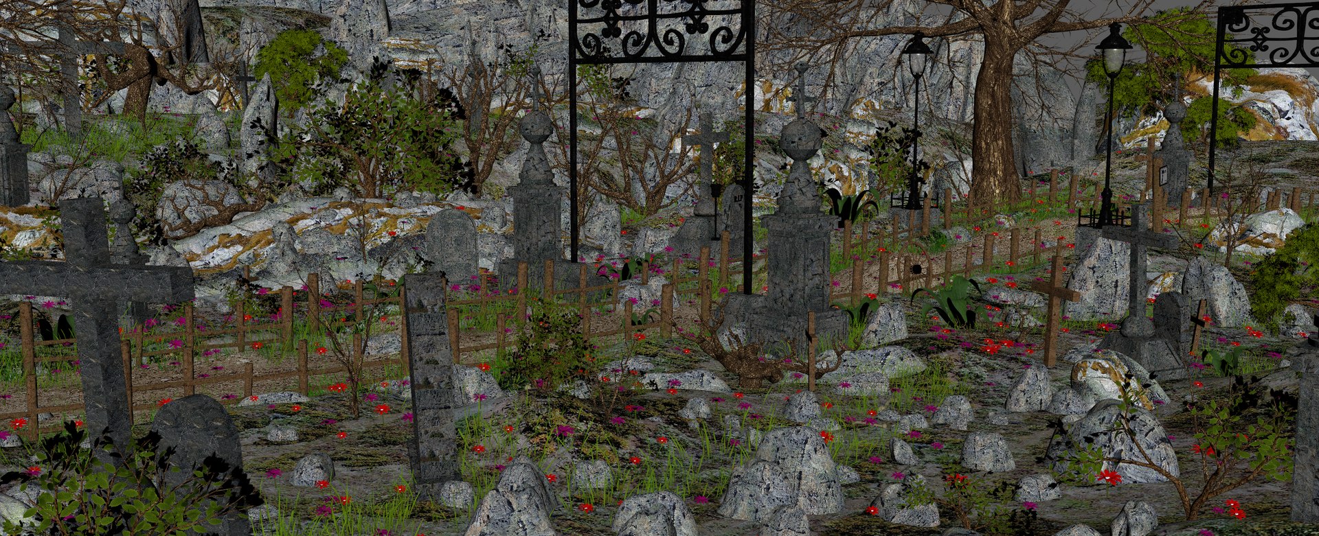 3D Cemetery Graveyard - TurboSquid 1384330