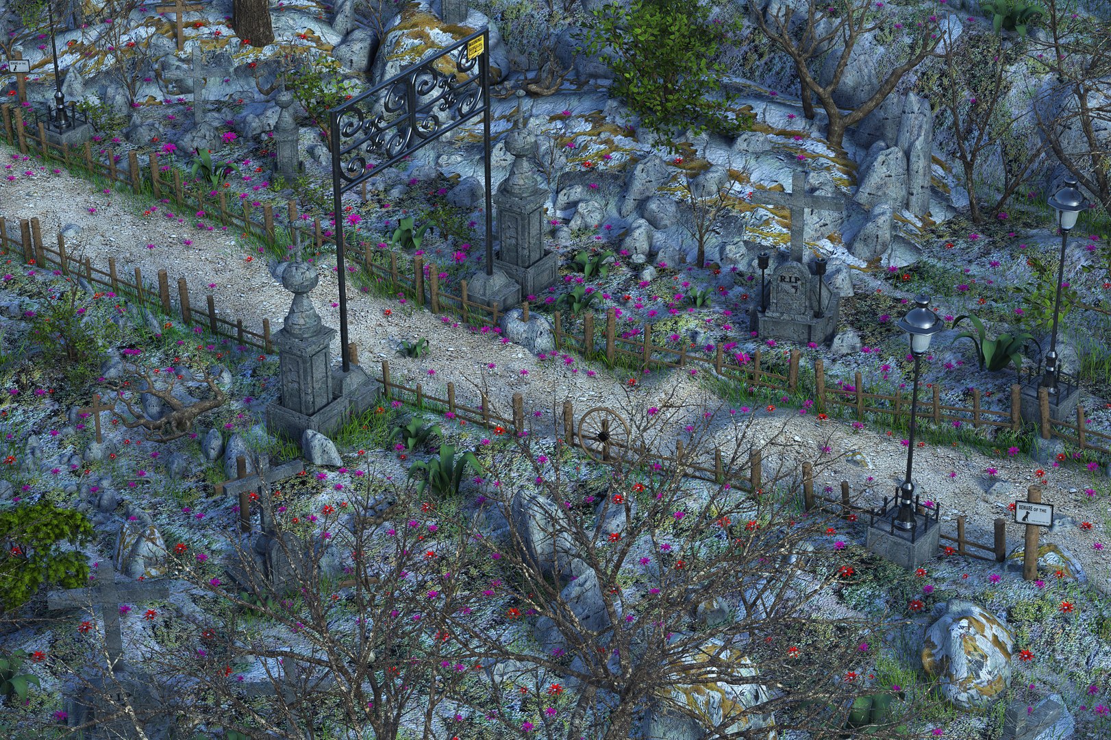 3D Cemetery Graveyard - TurboSquid 1384330