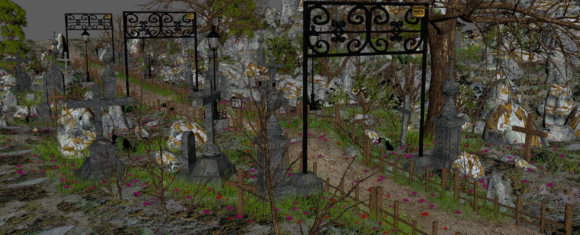 3D Cemetery Graveyard - TurboSquid 1384330
