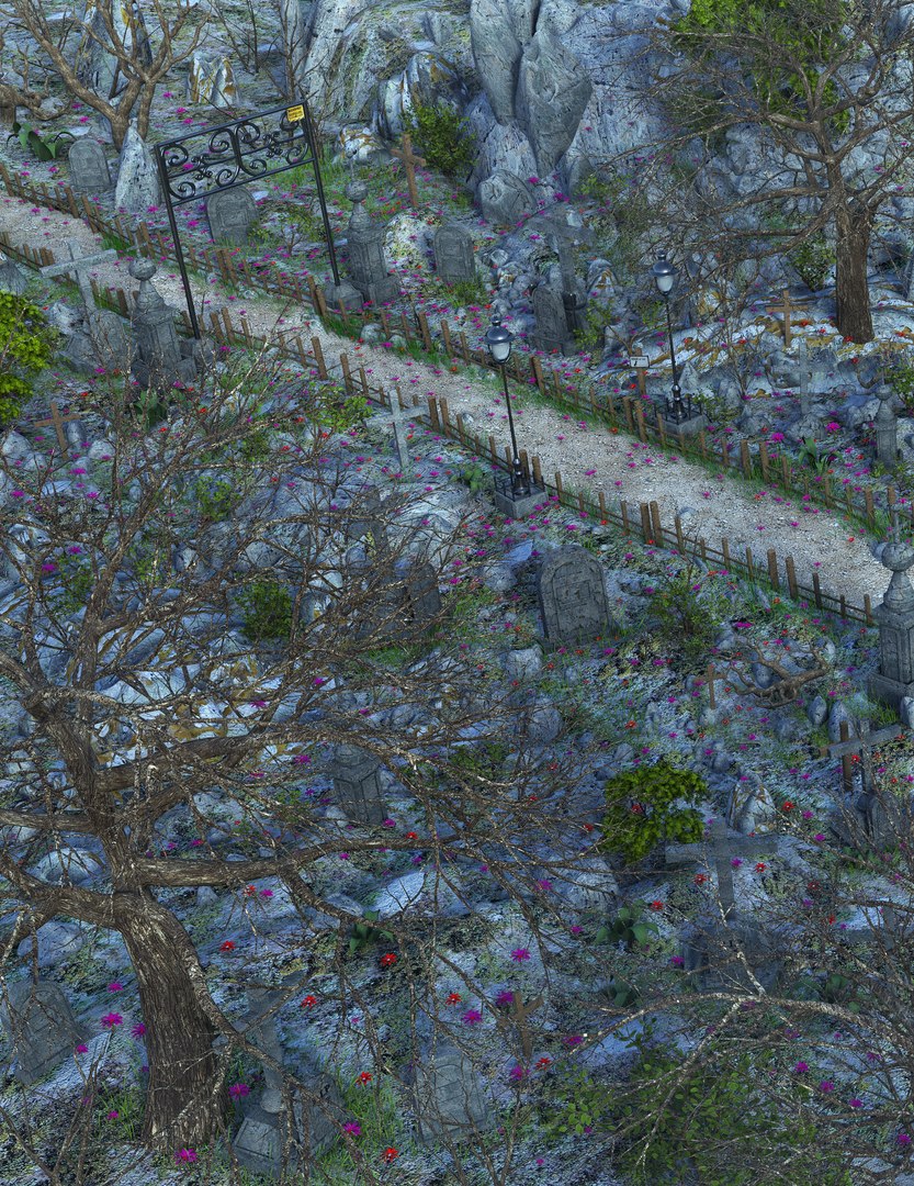 3D Cemetery Graveyard - TurboSquid 1384330
