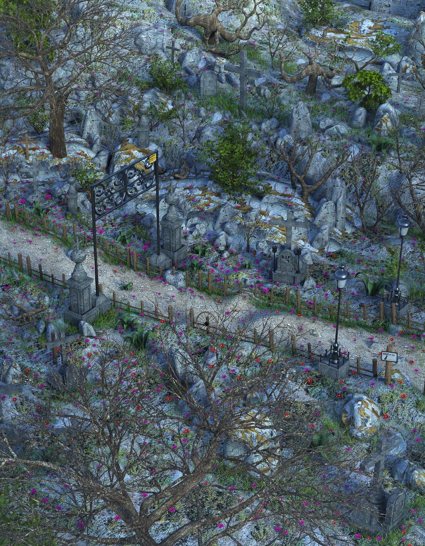 3D cemetery graveyard - TurboSquid 1384330